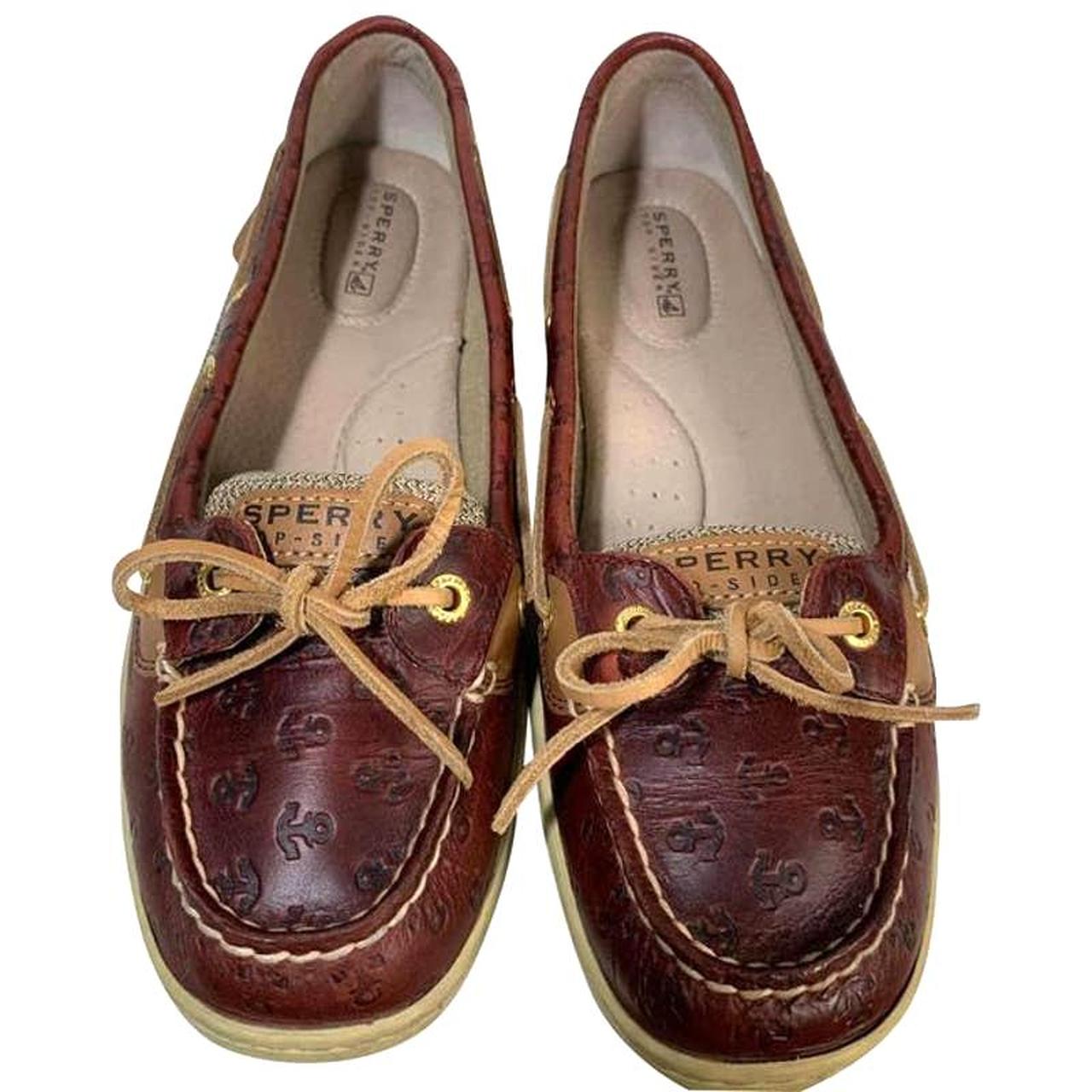 Sperry Red Leather Boat Shoes for Women Size... - Depop