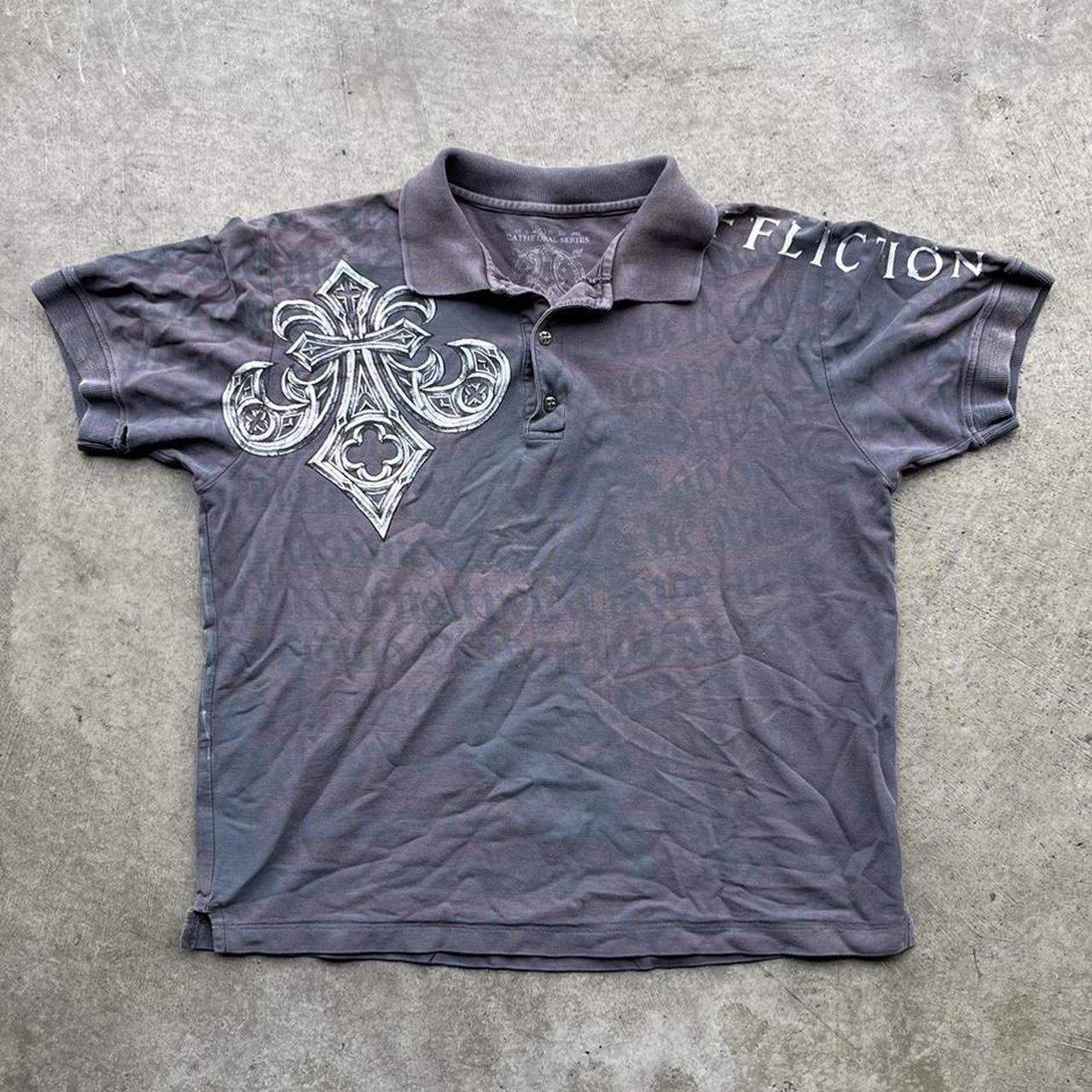 Y2K Affliction Collard Shirt Great condition no... - Depop