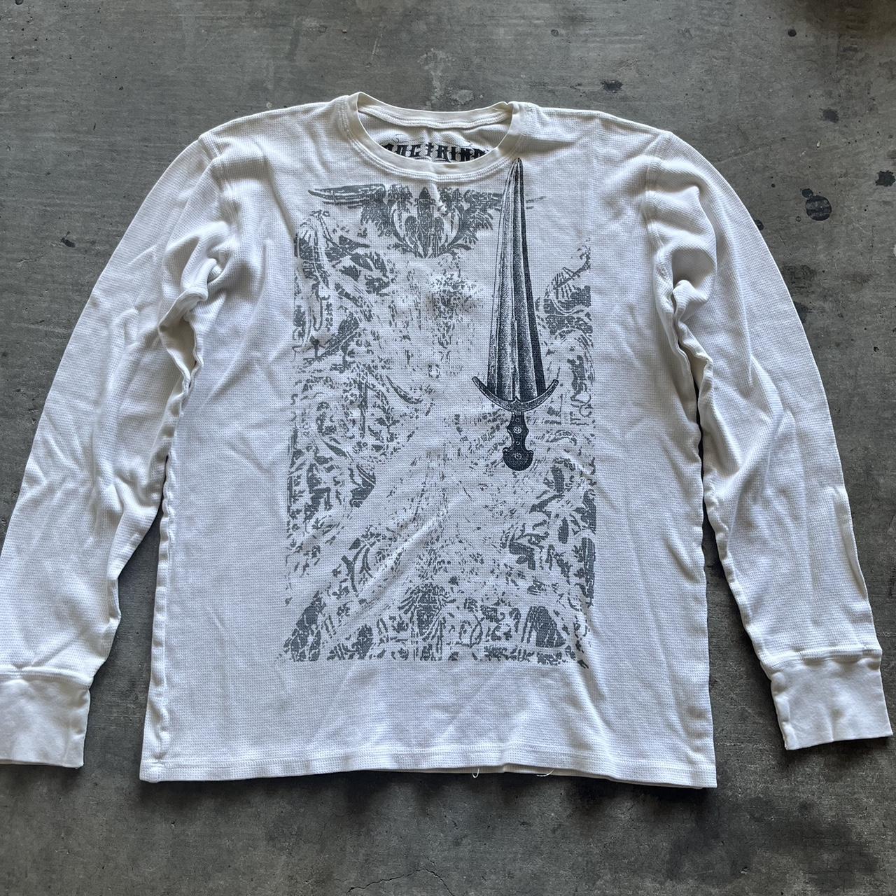 90s cyber y2k grunge emo thermal long sleeve shirt.... - Depop