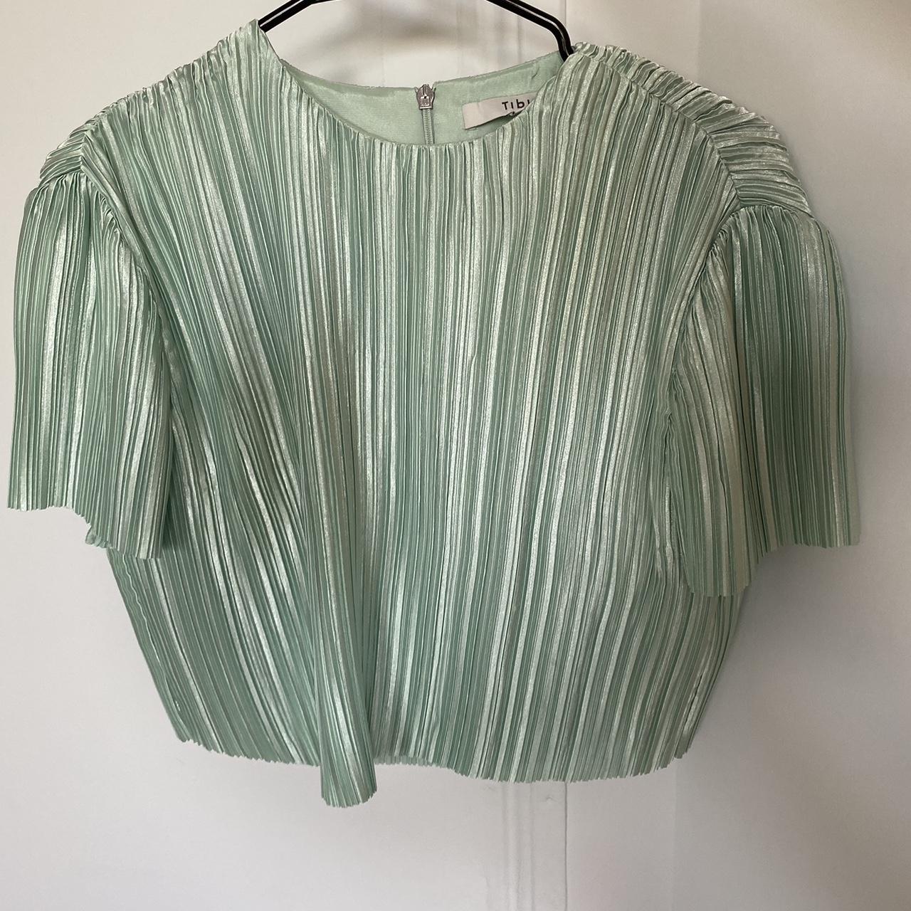 Tibi pleated light green shirt. Pristine condition.... - Depop