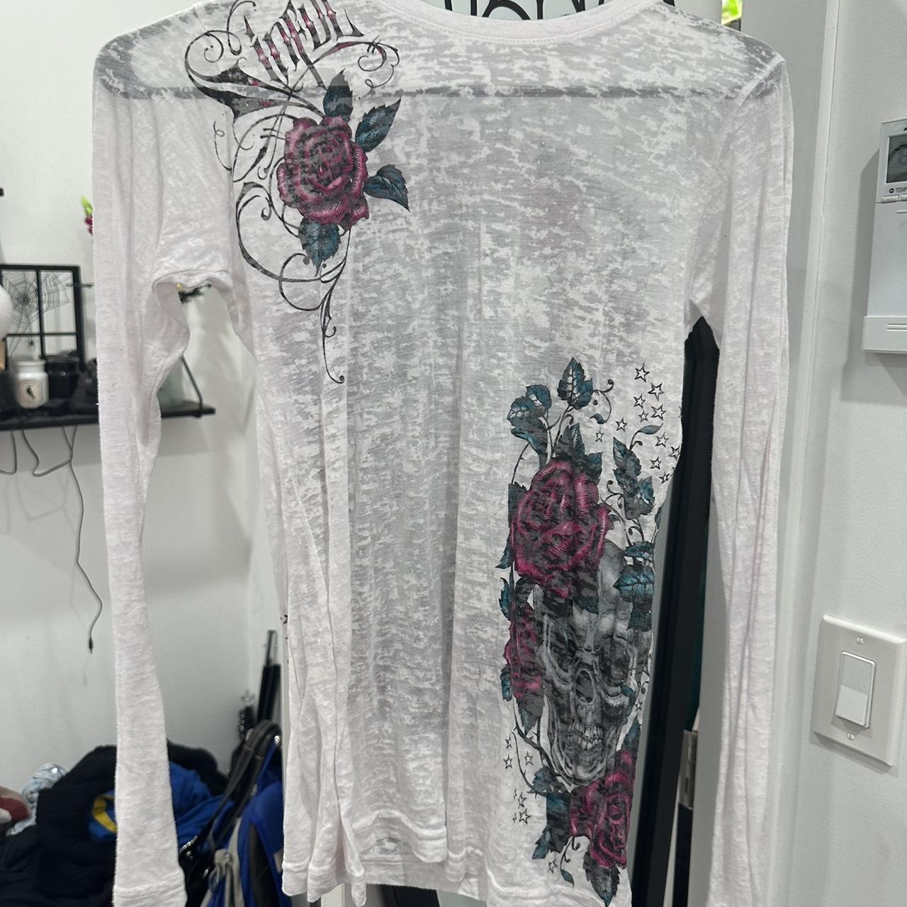 Super sick sinful bedazzled long sleeve top size... - Depop