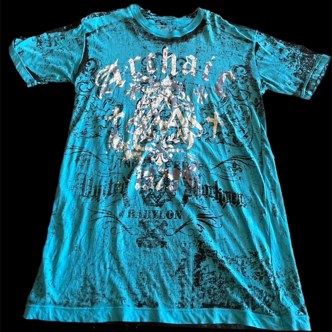 Y2K Blue Affliction(Archaic) Tee Size L Grunge... - Depop