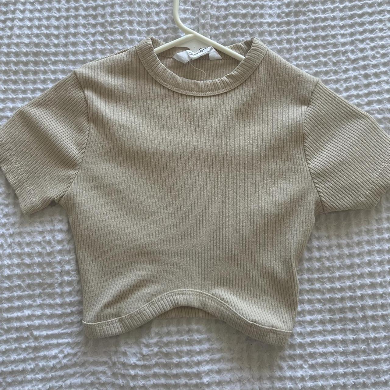 Glassons Women's Tan Crop-top | Depop