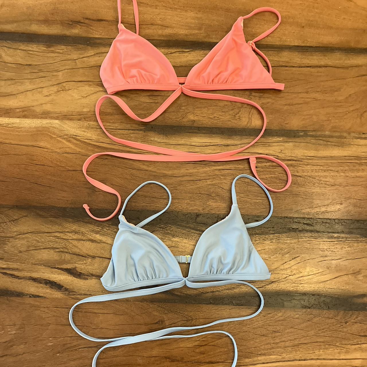 set of TWO identical tie front bikini tops! brand... - Depop