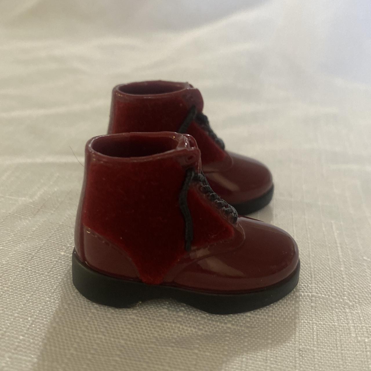 Doll SHOES red velvet black lace-up boots Obitsu ... - Depop