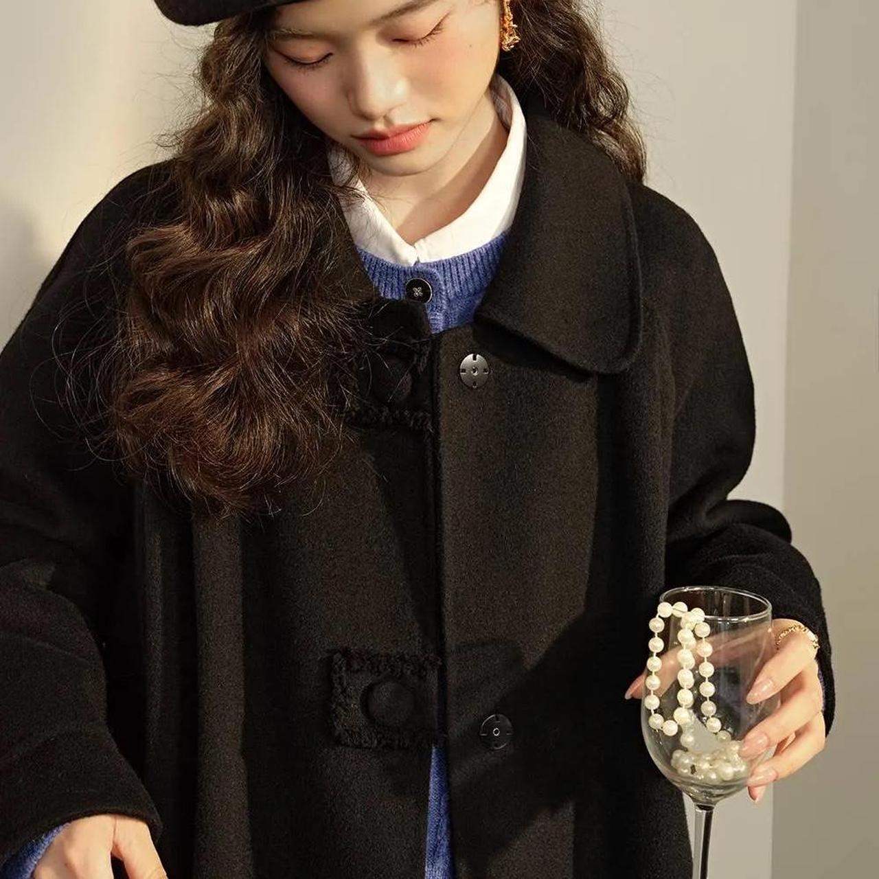 Kuose black 100% sheep wool coat. Bought and never... - Depop