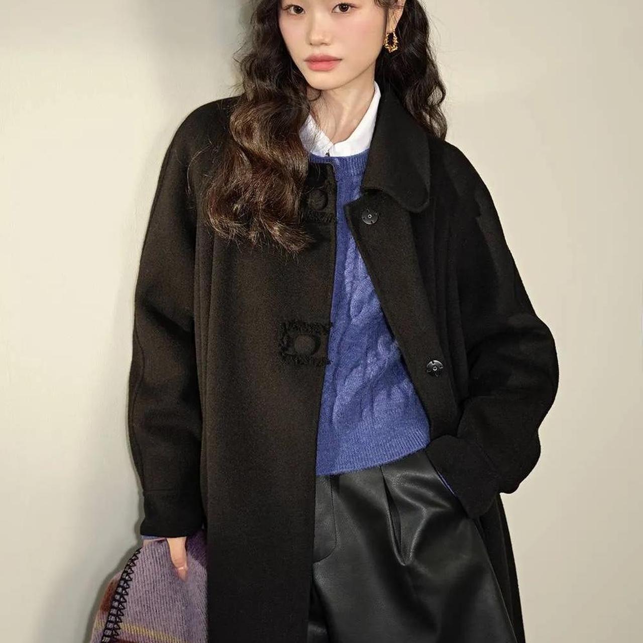 Kuose black 100% sheep wool coat. Bought and never... - Depop