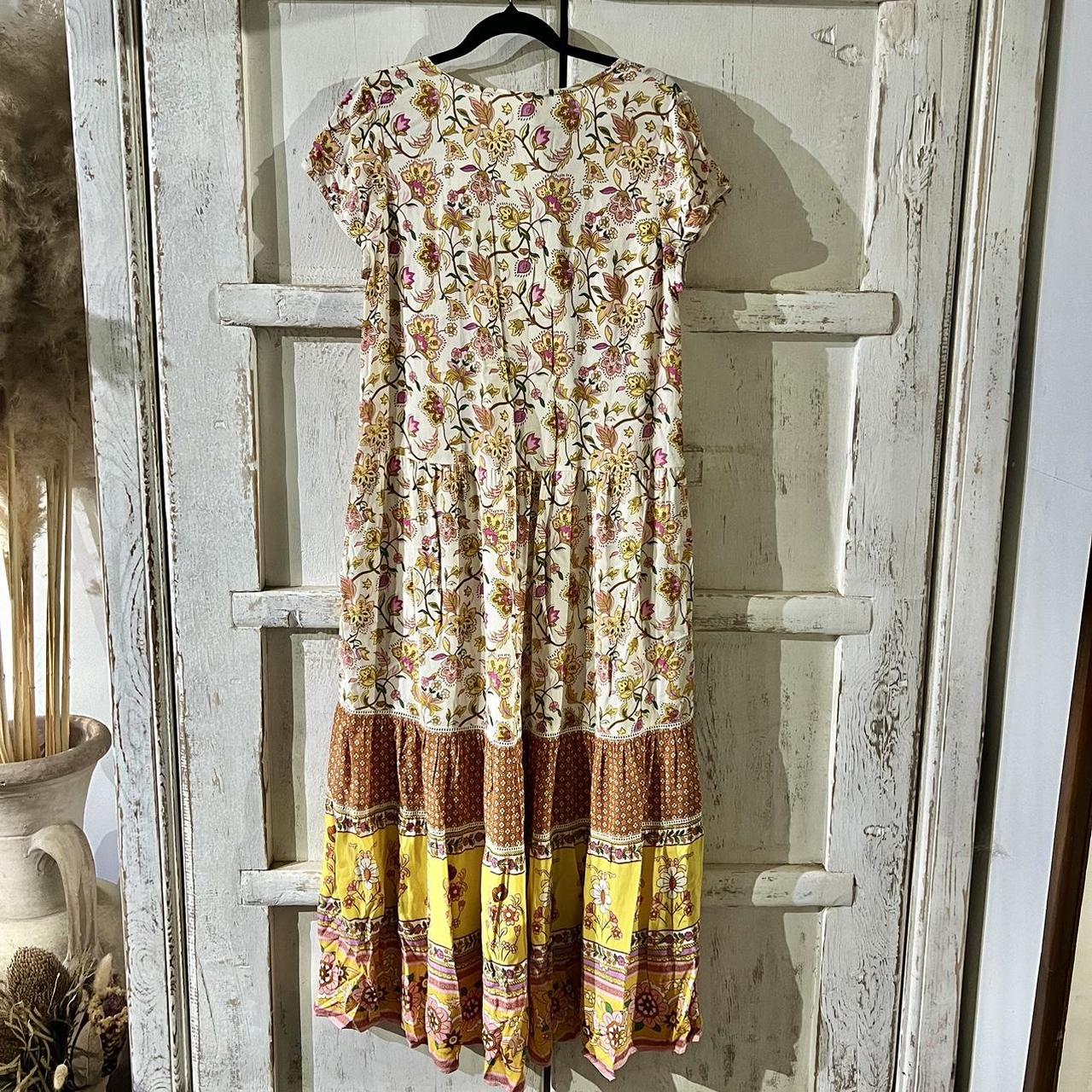 Spell Portobello Road Babydoll Midi Dress in Honey... | Depop