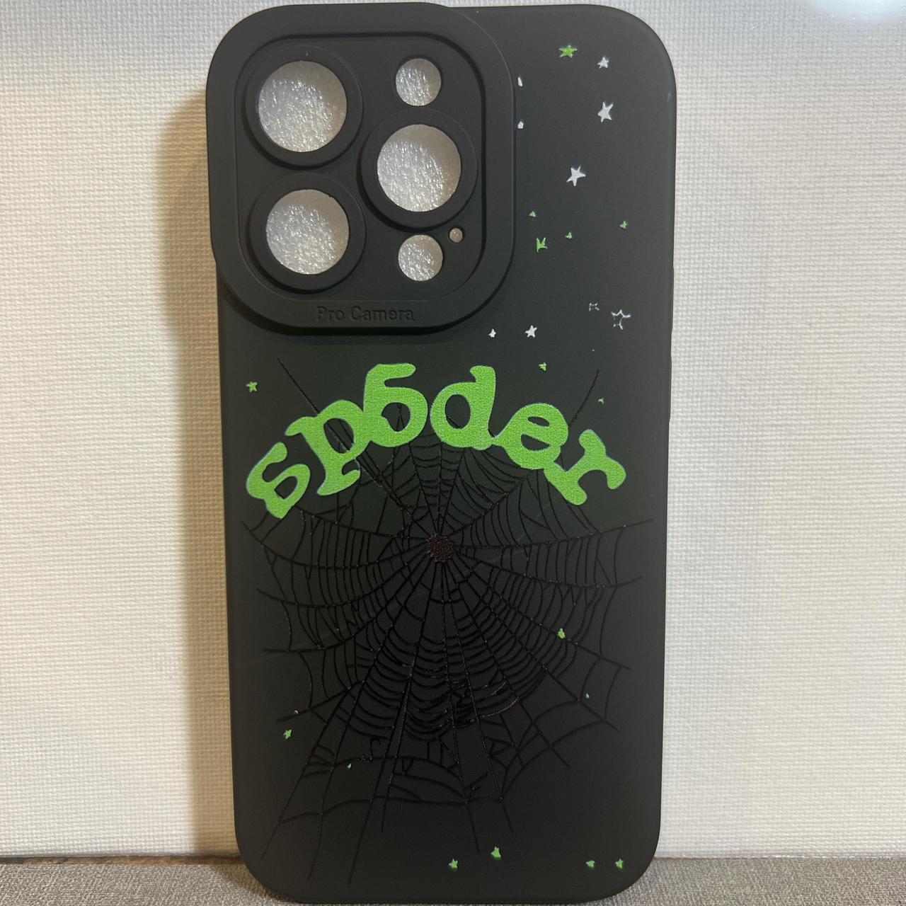 Black and green Sp5der case for every size iphone... | Depop