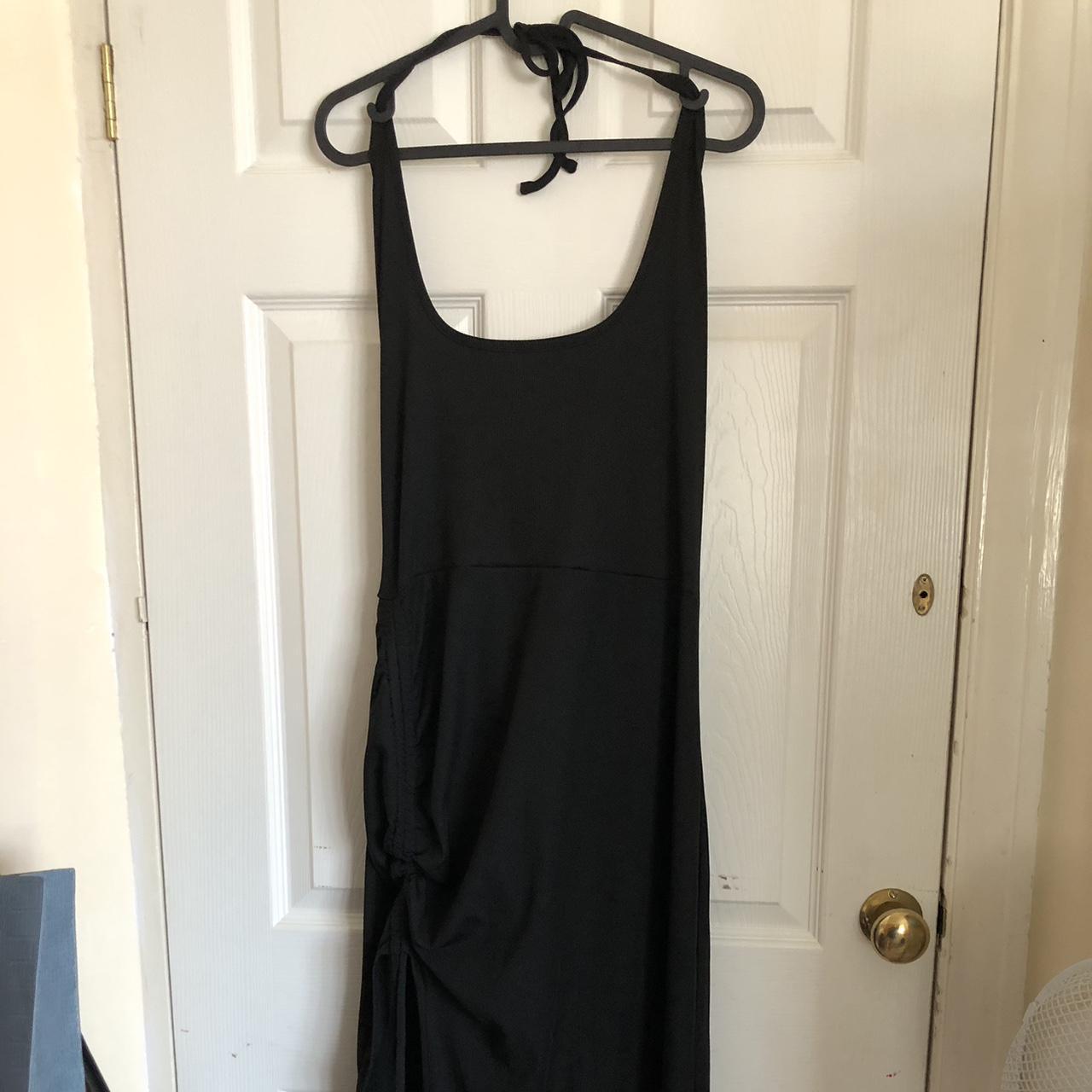 Cider curve black slinky maxi bodycon dress with... - Depop