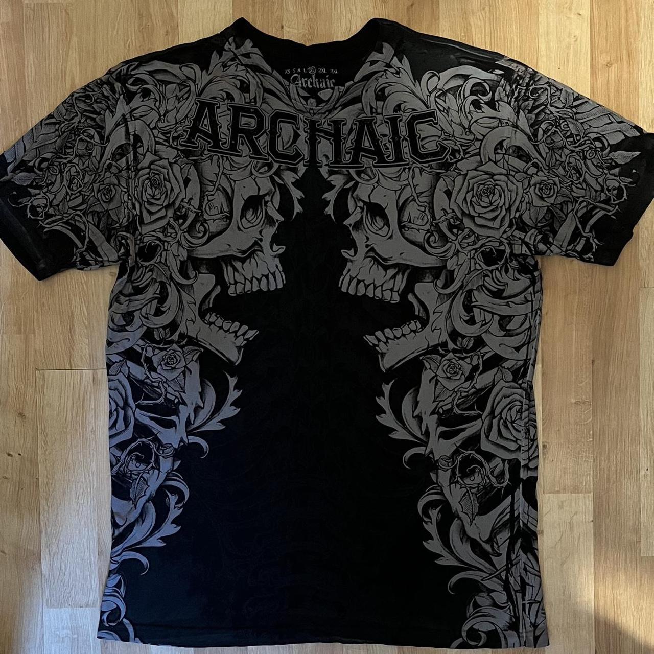 Black and grey Affliction Archaic T-shirt Nice and... | Depop