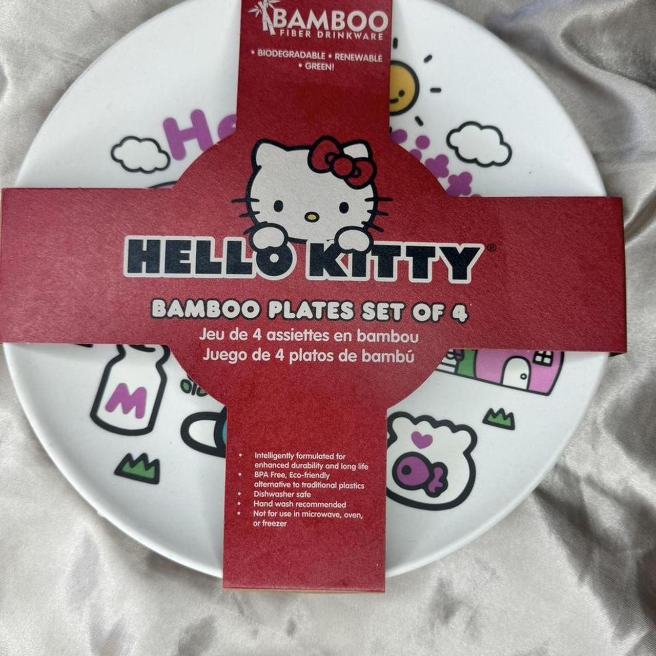 Hello Kitty Plate Set Bamboo plates set of 4 New &... - Depop