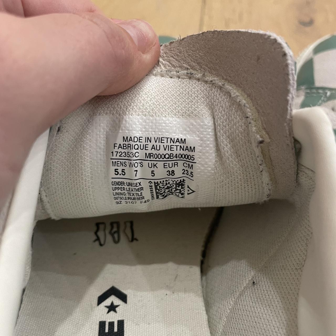 Green and white checker Converse sneakers. Women’s... - Depop