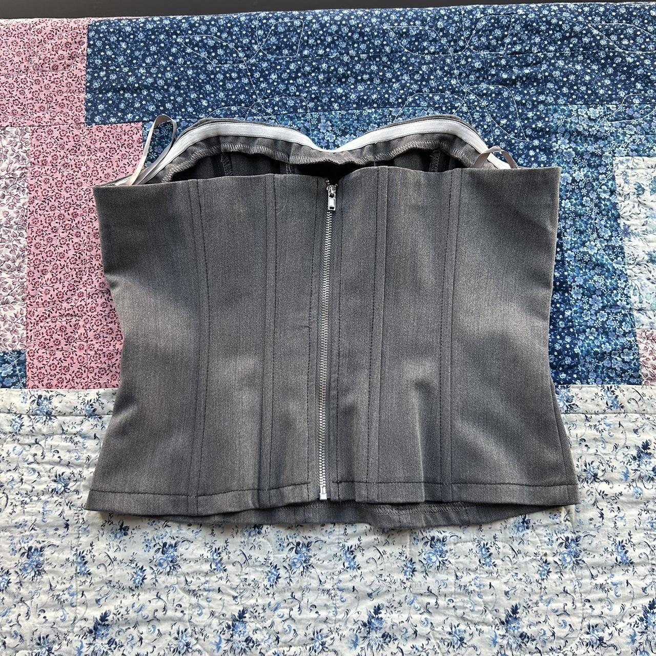 MOTEL ROCKS GRAY STRAPLESS CORSET TOP Only worn... - Depop