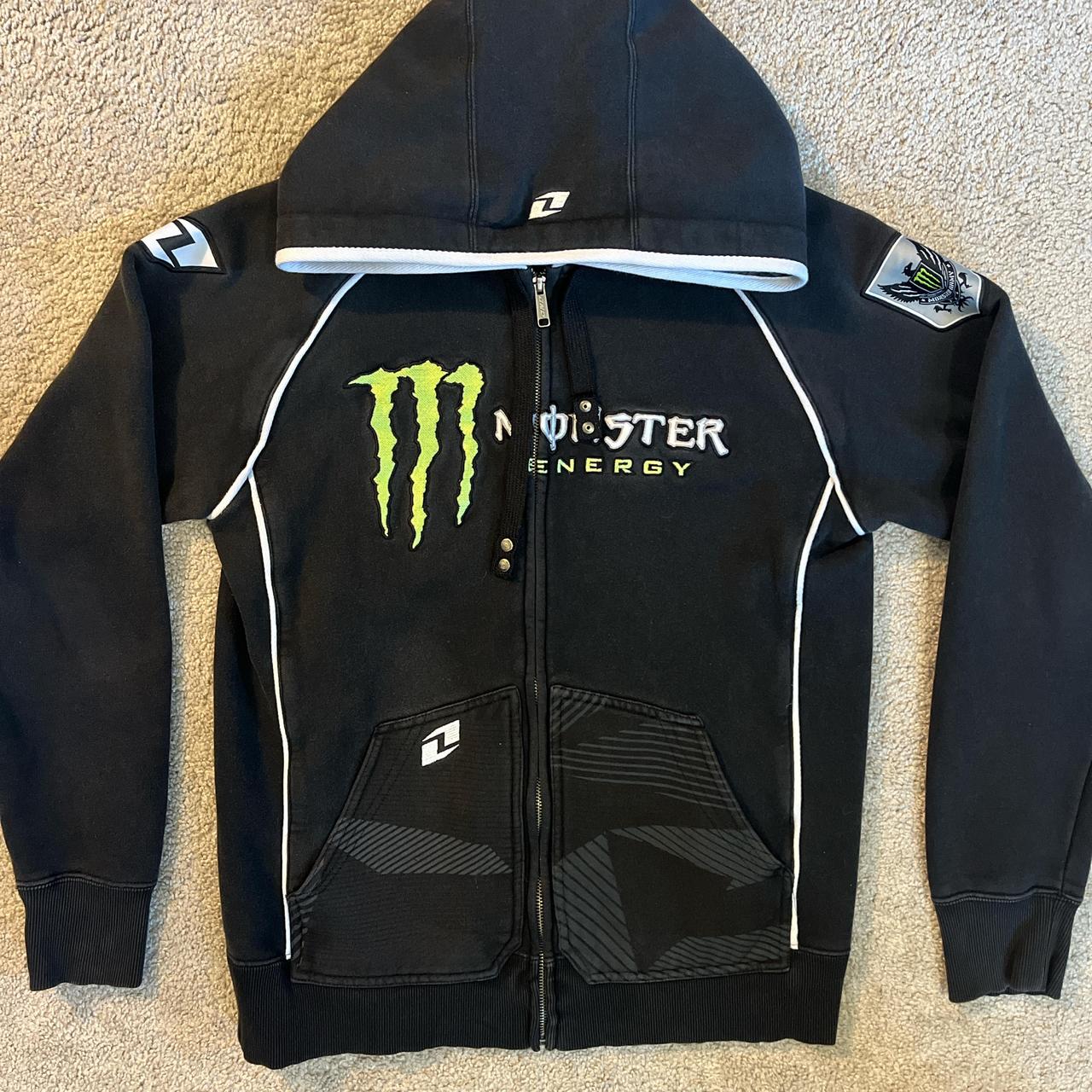 ‘Monster Energy’ zip up jacket no rips, stains,... - Depop