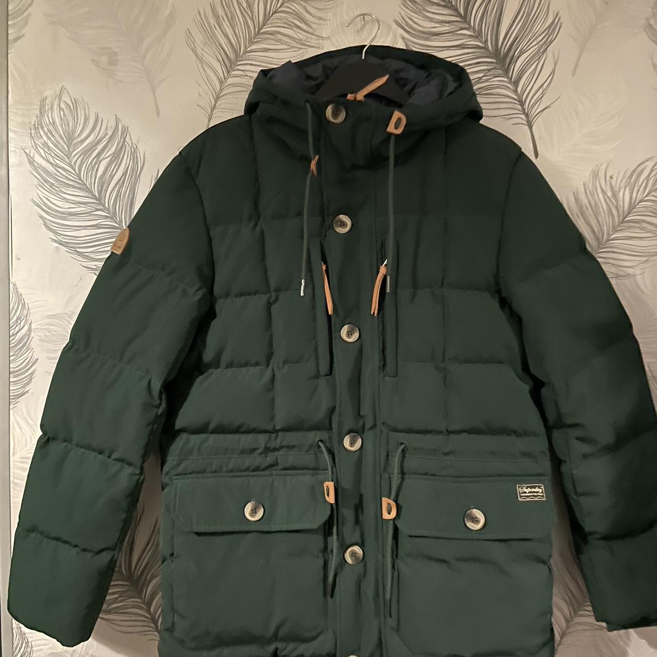 Green super dry coat with hood, new with tags, 4... - Depop