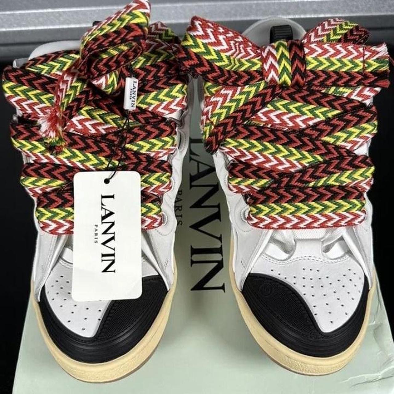 Red and white Lanvin high top sneakers #Lanvin... | Depop