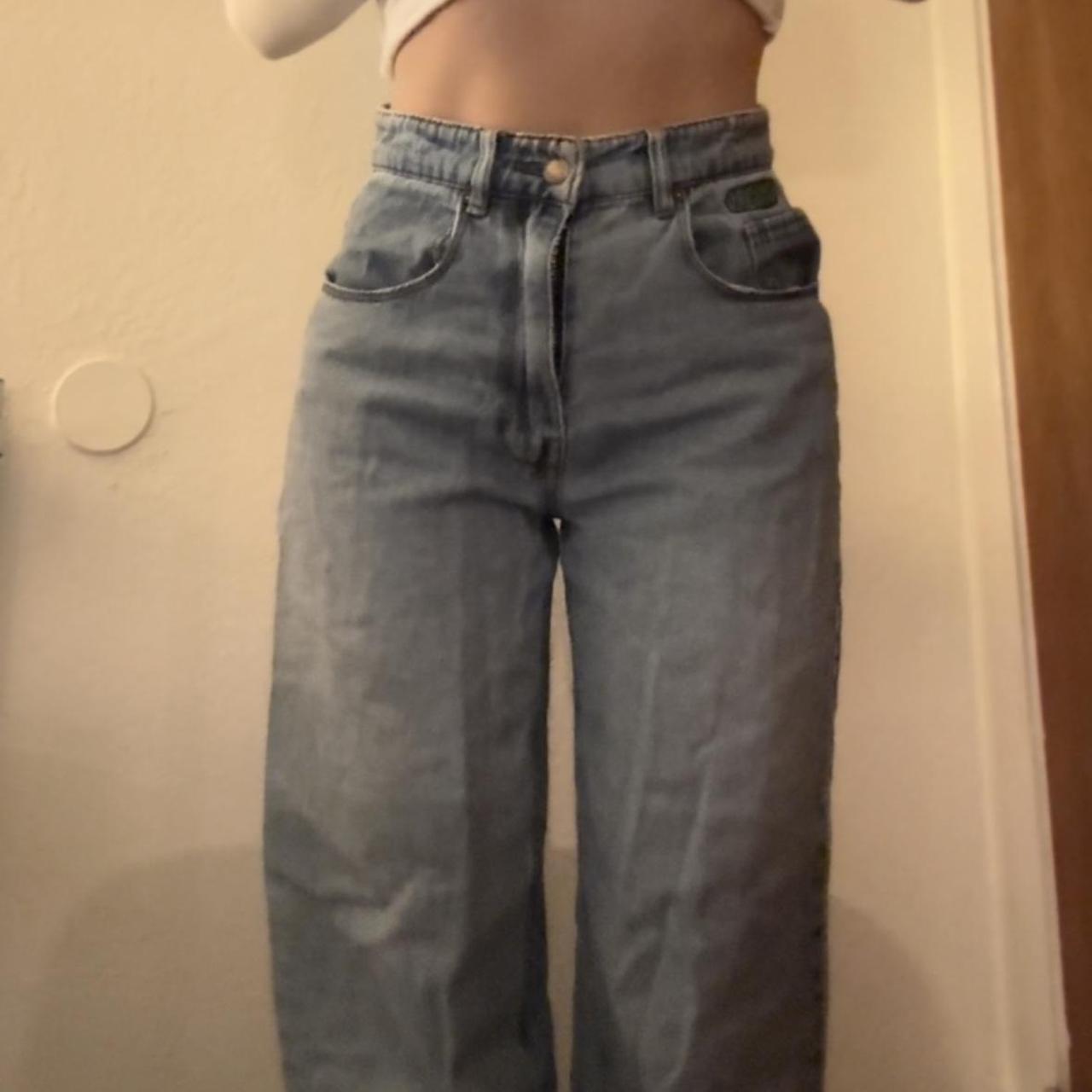 High waisted, blue jeans with a baggy fit #widelegjeans - Depop
