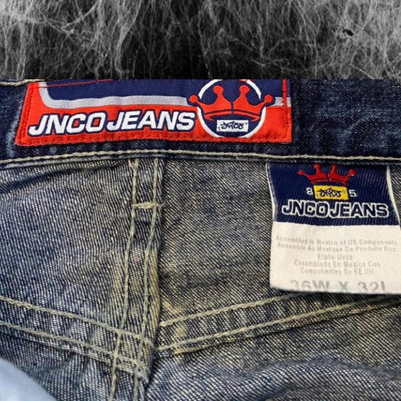 90s JNCO Flaming Aces Jeans measures 34x29 very near... - Depop