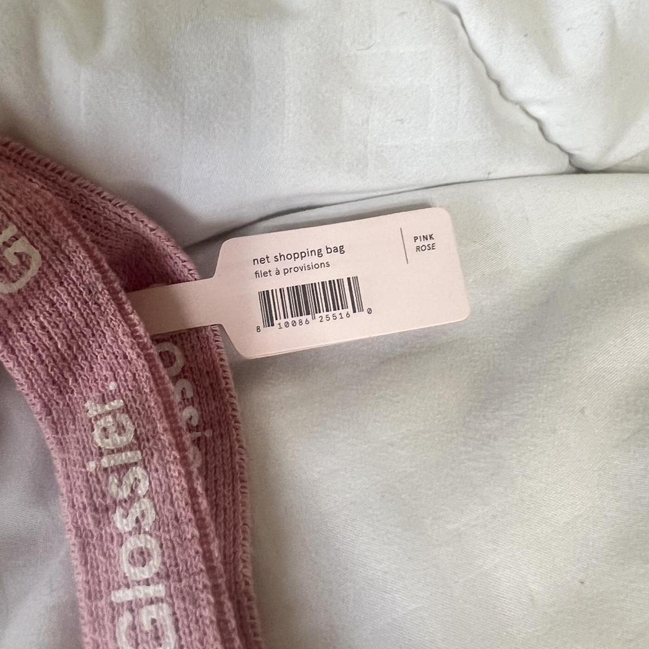 Glossier Women's Pink and White Bag | Depop