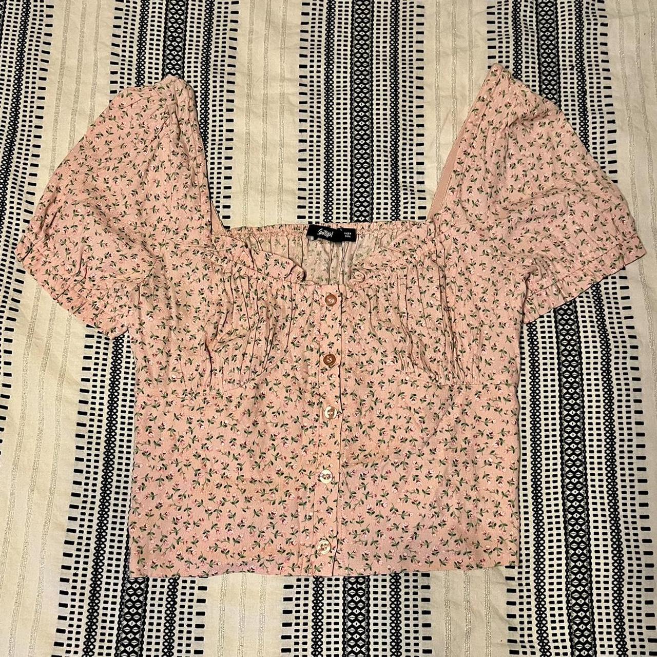 Women's Pink and Green Blouse | Depop