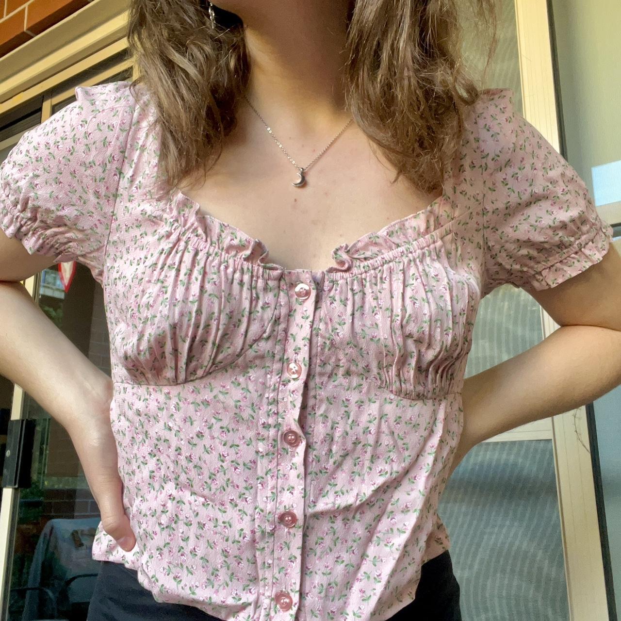 Women's Pink and Green Blouse | Depop