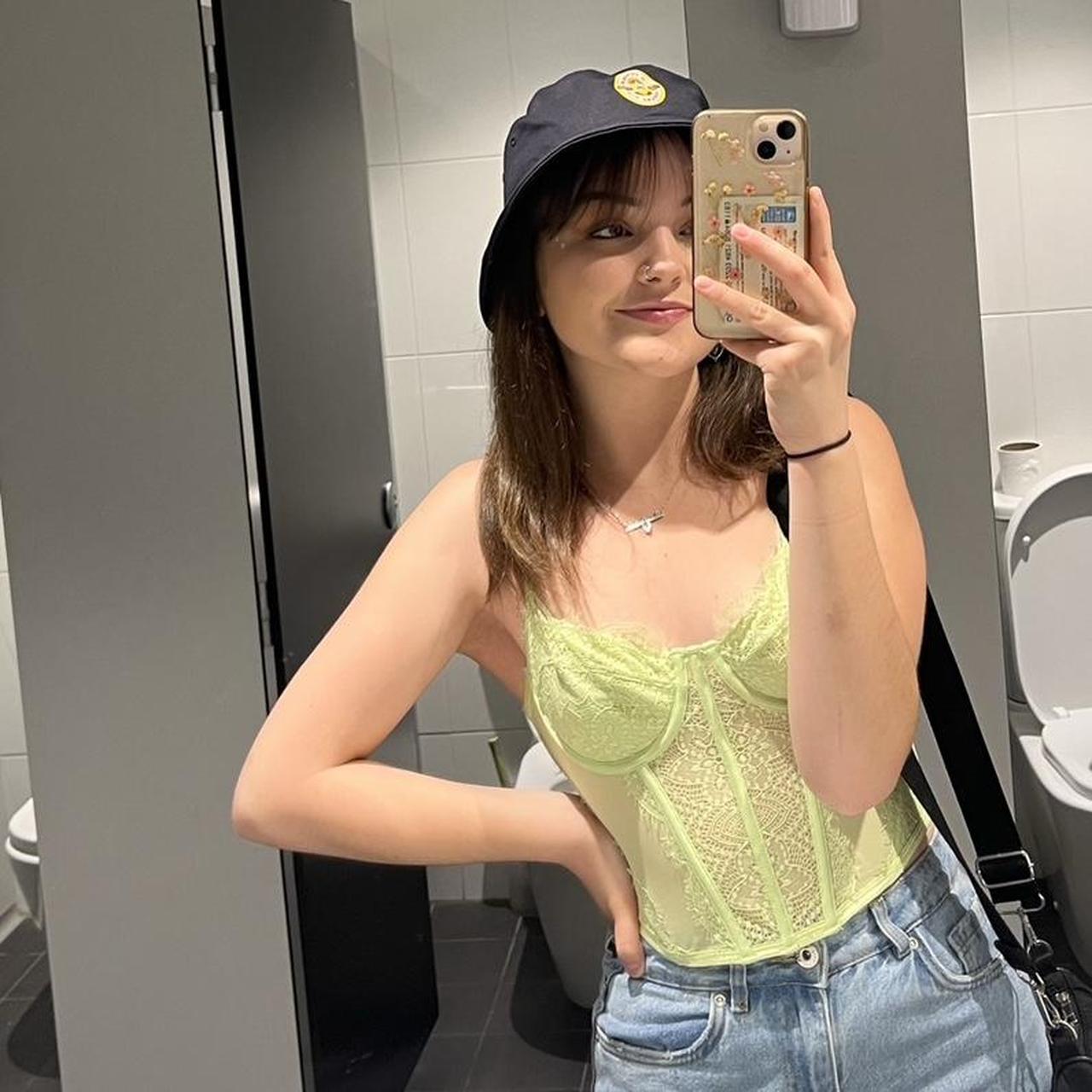 lime green glassons corset top 💚 • only worn once... - Depop