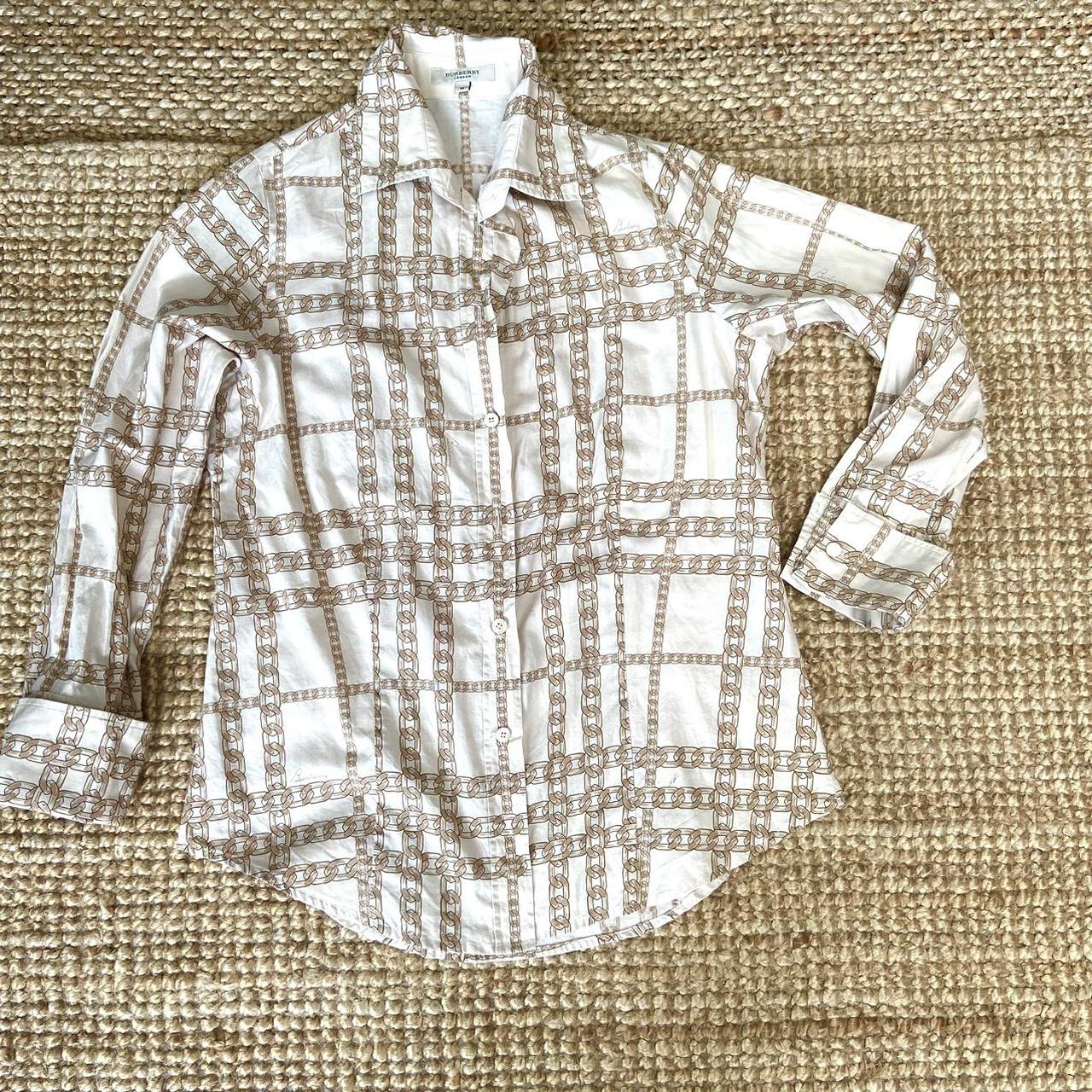 Vintage Burberry shirt with chain print. Classic... - Depop