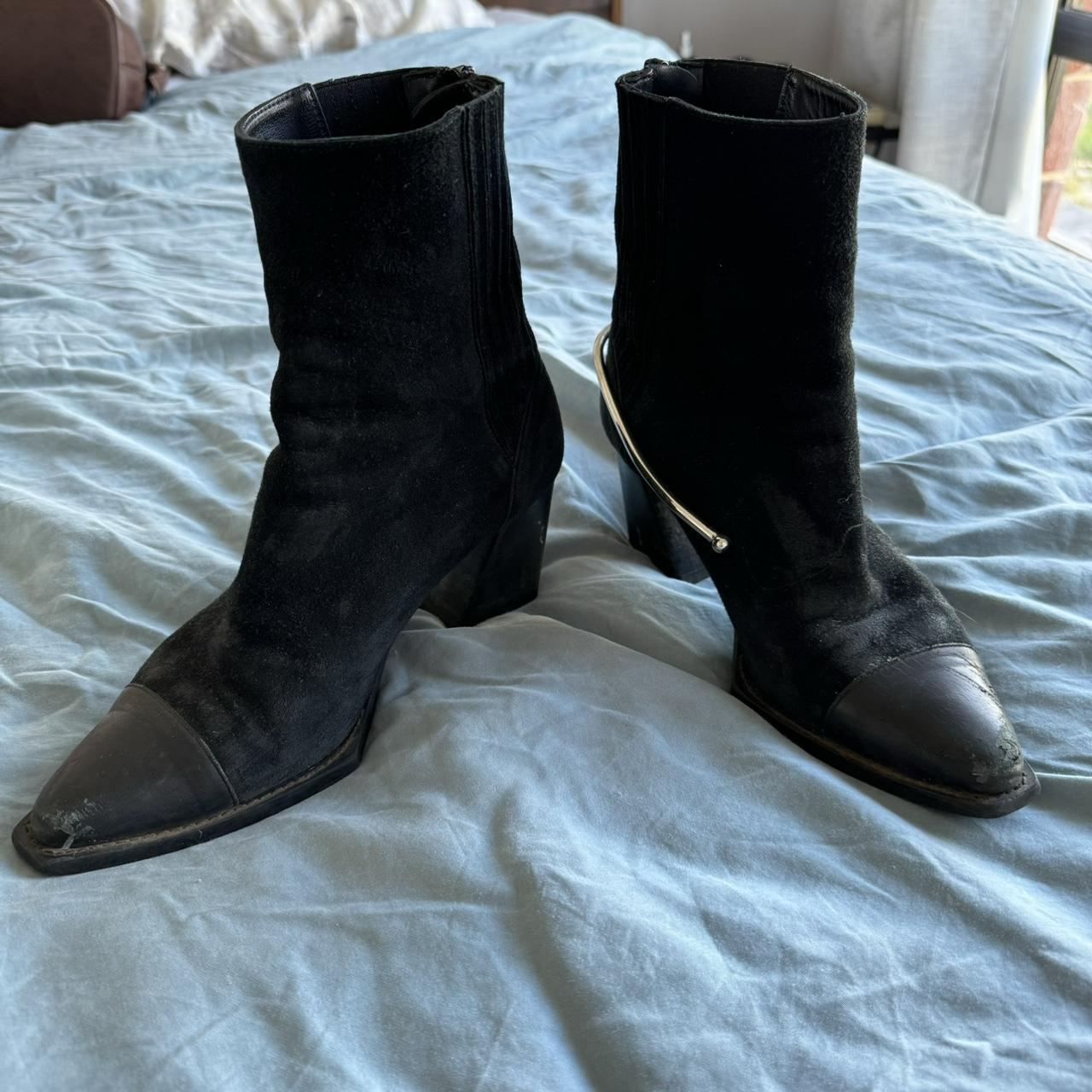 Black suede Flattered ankle boot Size 36 - Depop