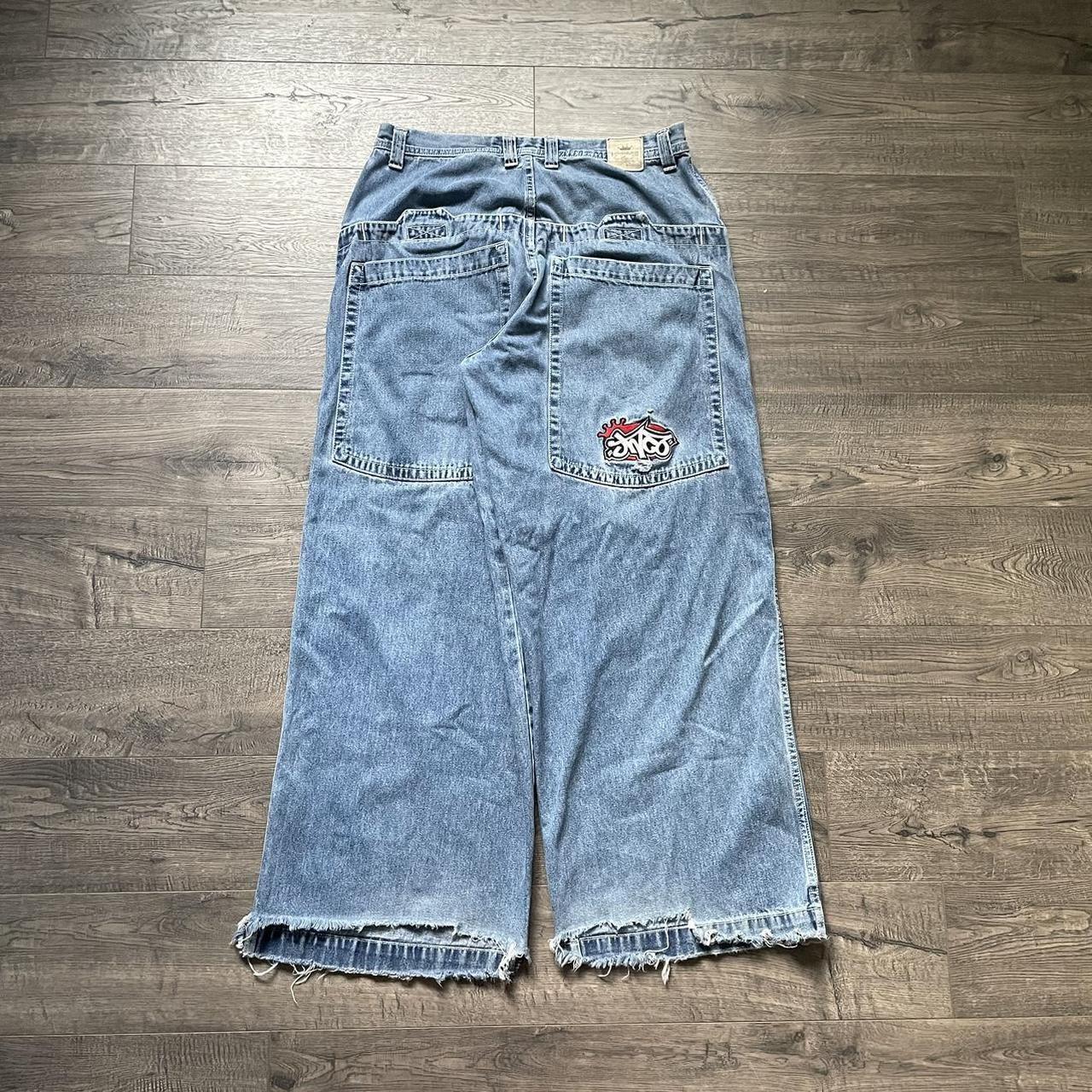 Distressed Jnco quad pockets tagged 36x32 fit 34x31... - Depop