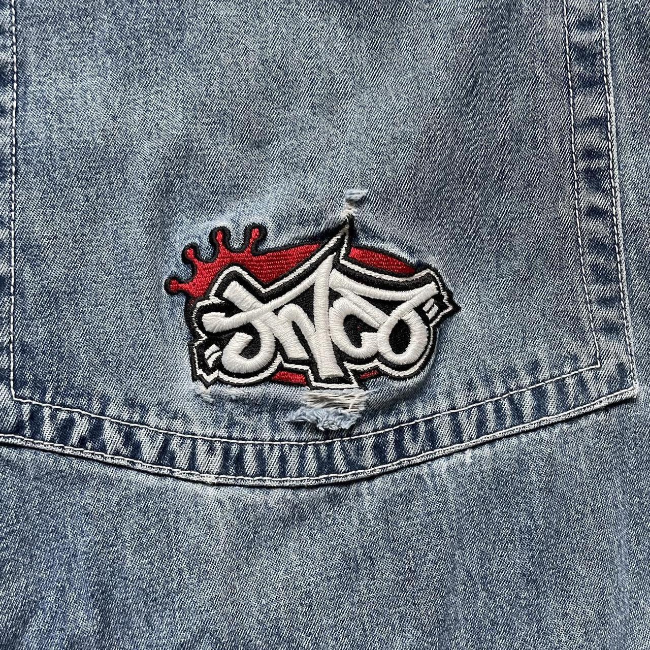 Distressed Jnco quad pockets tagged 36x32 fit 34x31... - Depop