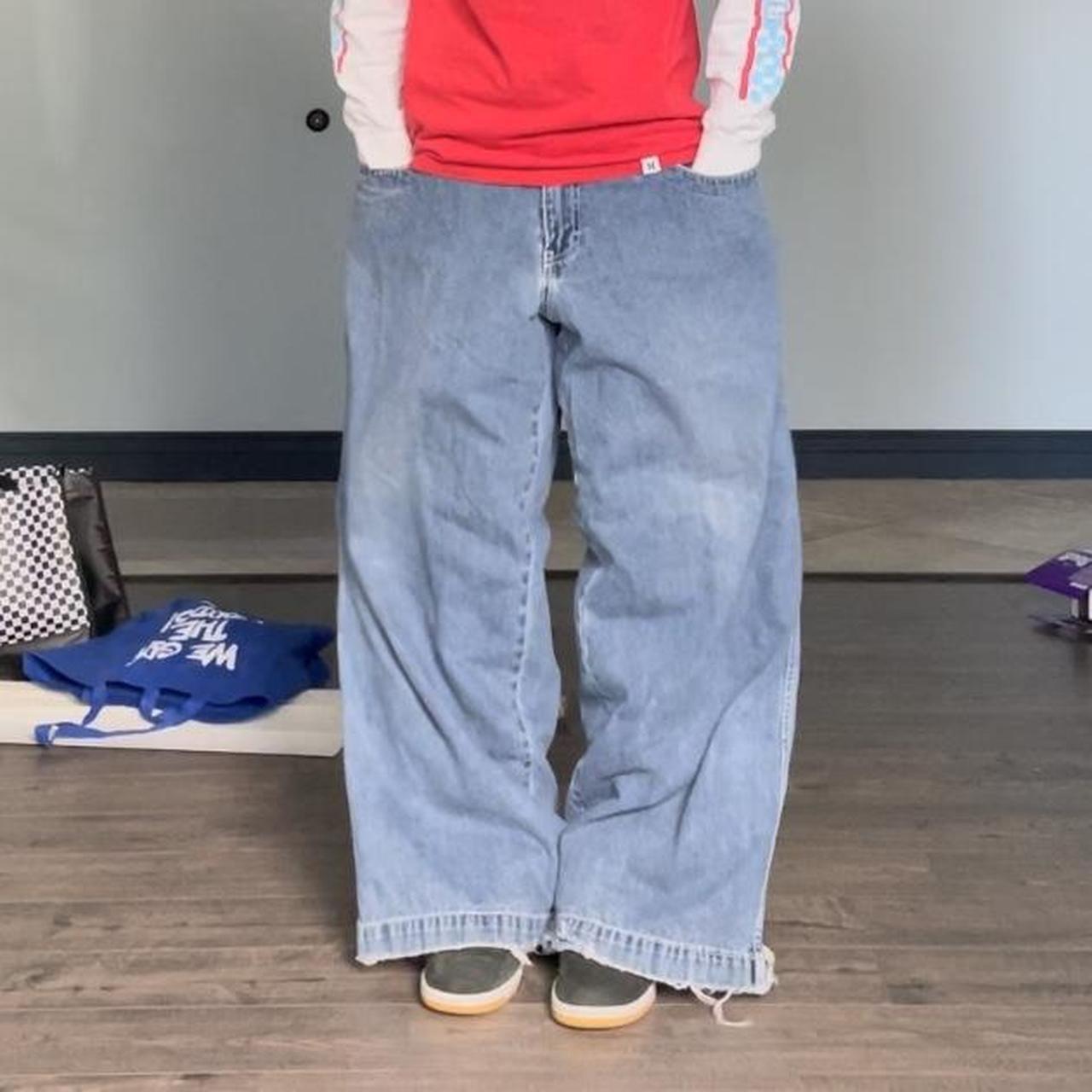 Distressed Jnco quad pockets tagged 36x32 fit 34x31... - Depop