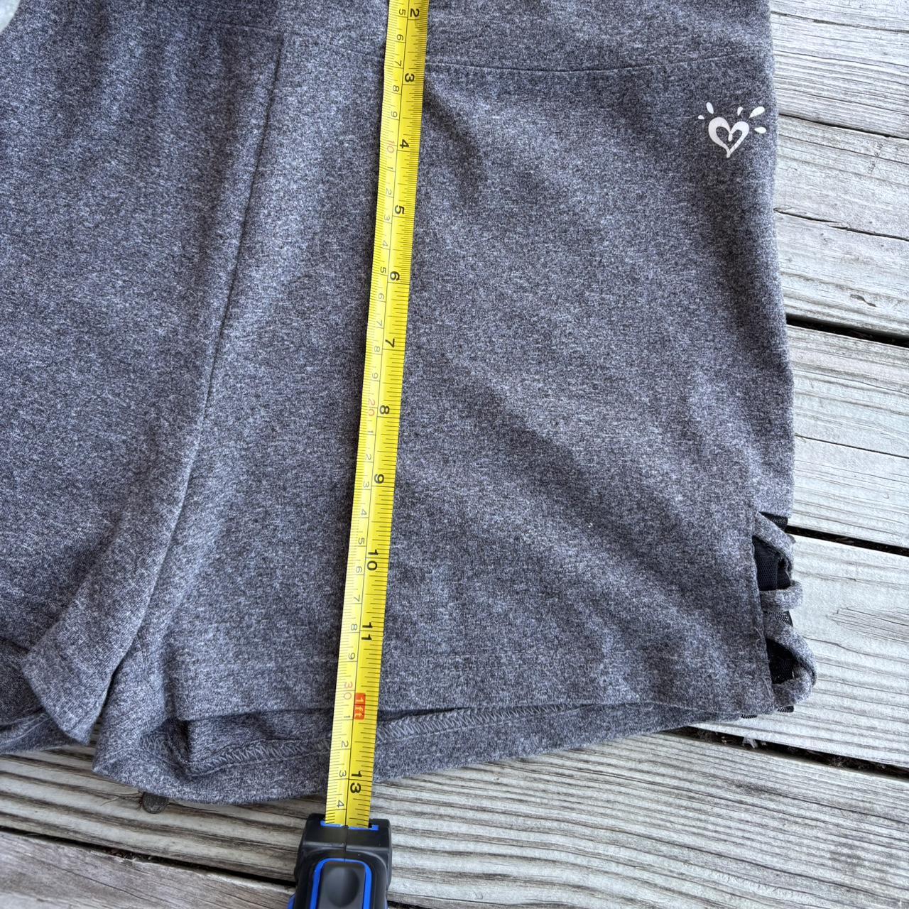 Grey justice active shorts with cute heart logo 🪷... | Depop