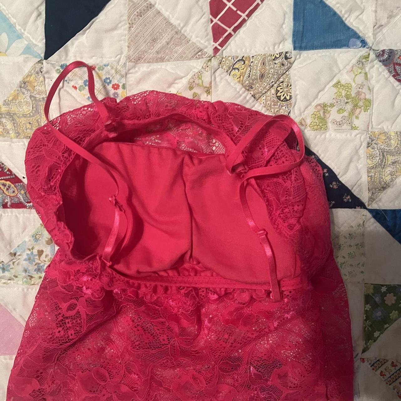 Hot Pink Lace Tank Top With Built In Padding Depop