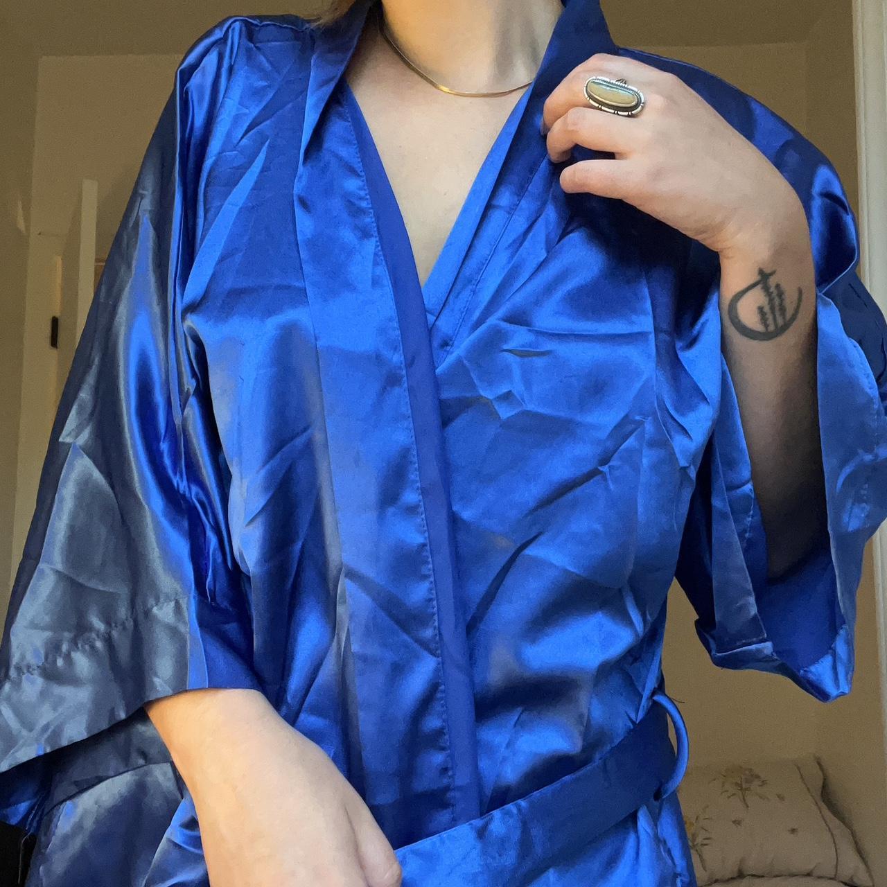 Royal blue satin robe! 💙 No tag. Fits all... - Depop