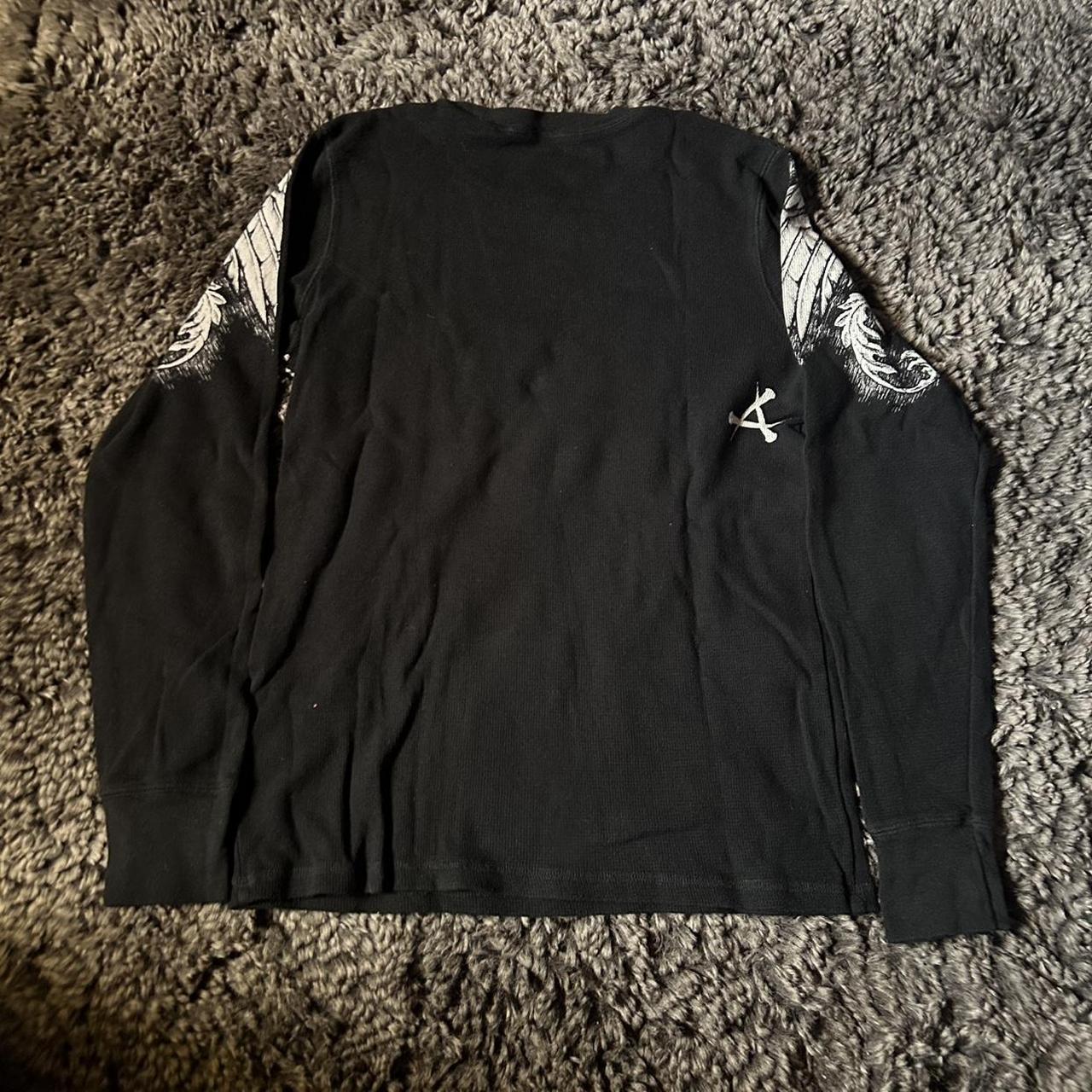 AFFLICTION WINGED UP Long-Sleeve Thermal Shirt Black... | Depop