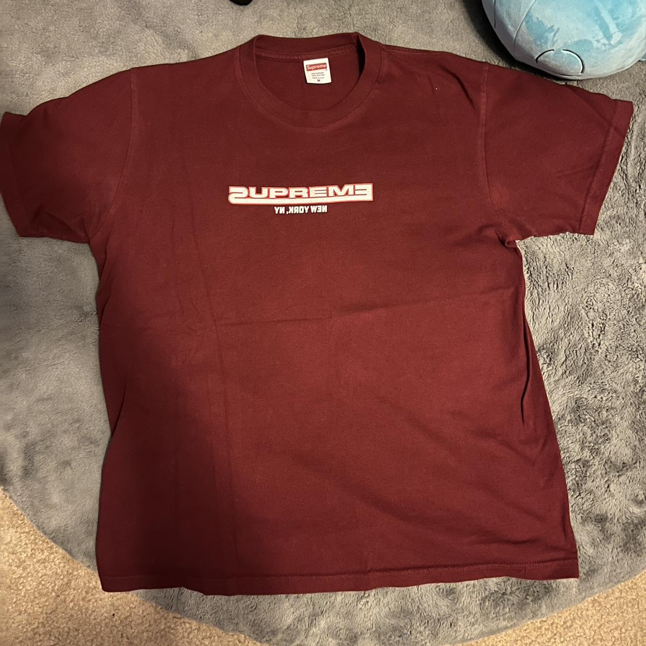 Red Supreme connected Tee Size medium, worn a bunch... - Depop