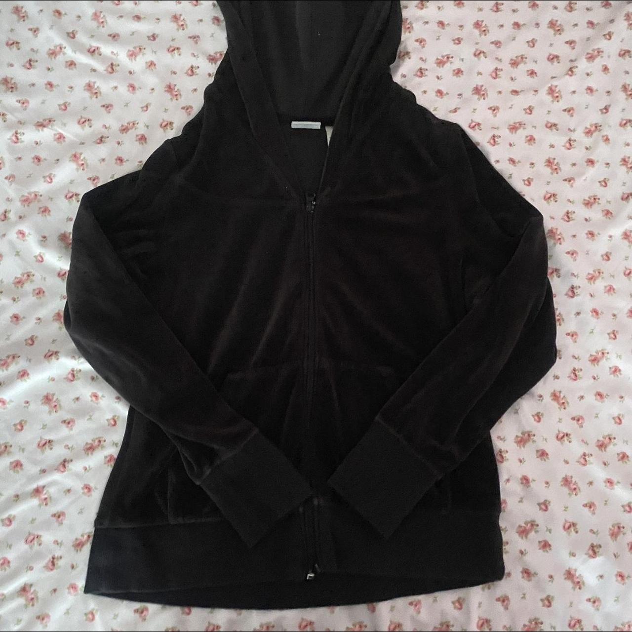 Black velour zip up jacket Super cute I only wore... - Depop