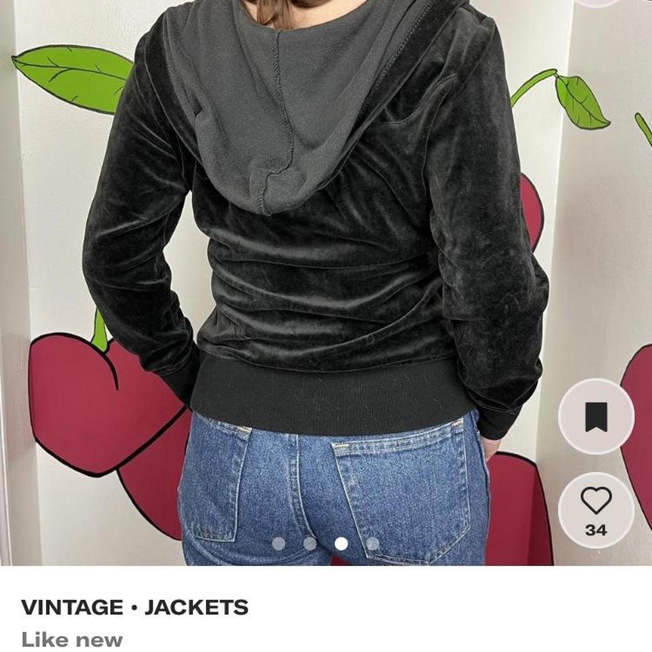 Black velour zip up jacket Super cute I only wore... - Depop