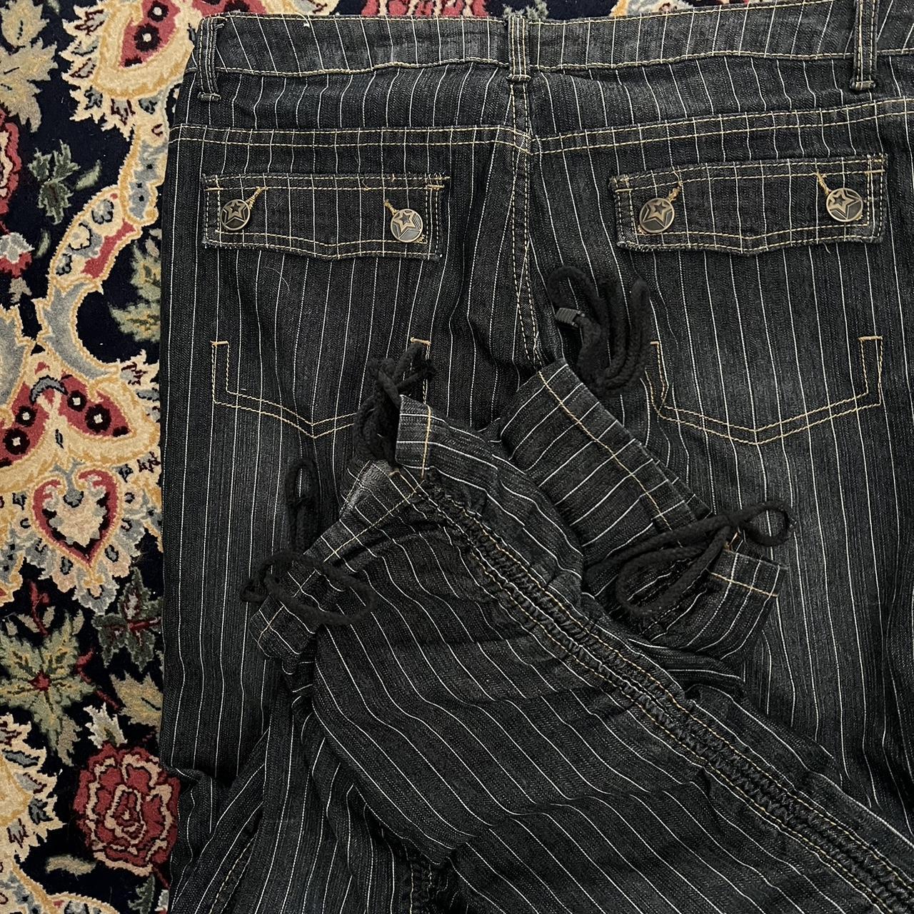 CREST Pinstripe Rocker Jeans With Adjustable strings... - Depop