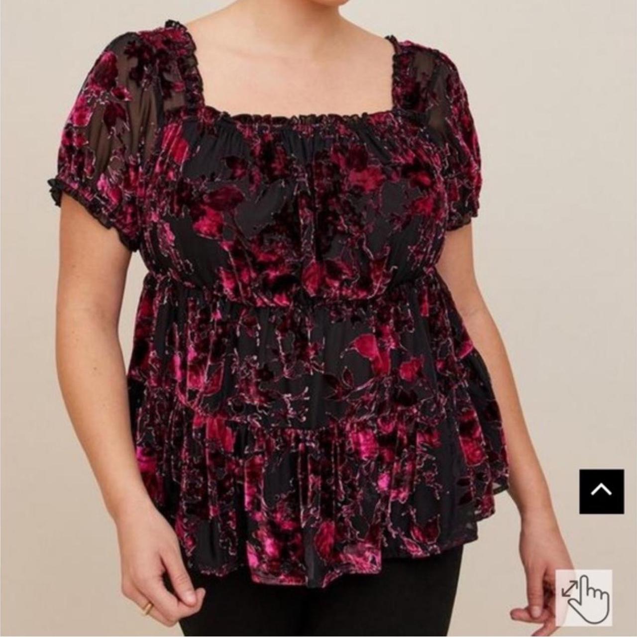 Velvet blouse by Torrid, only wore ONCE. - Depop