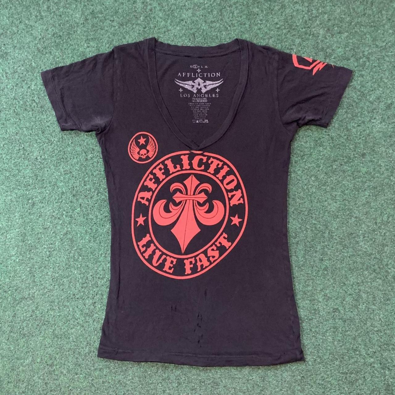Affliction Live Fast Spell Out Logo T Shirt. Mall... - Depop