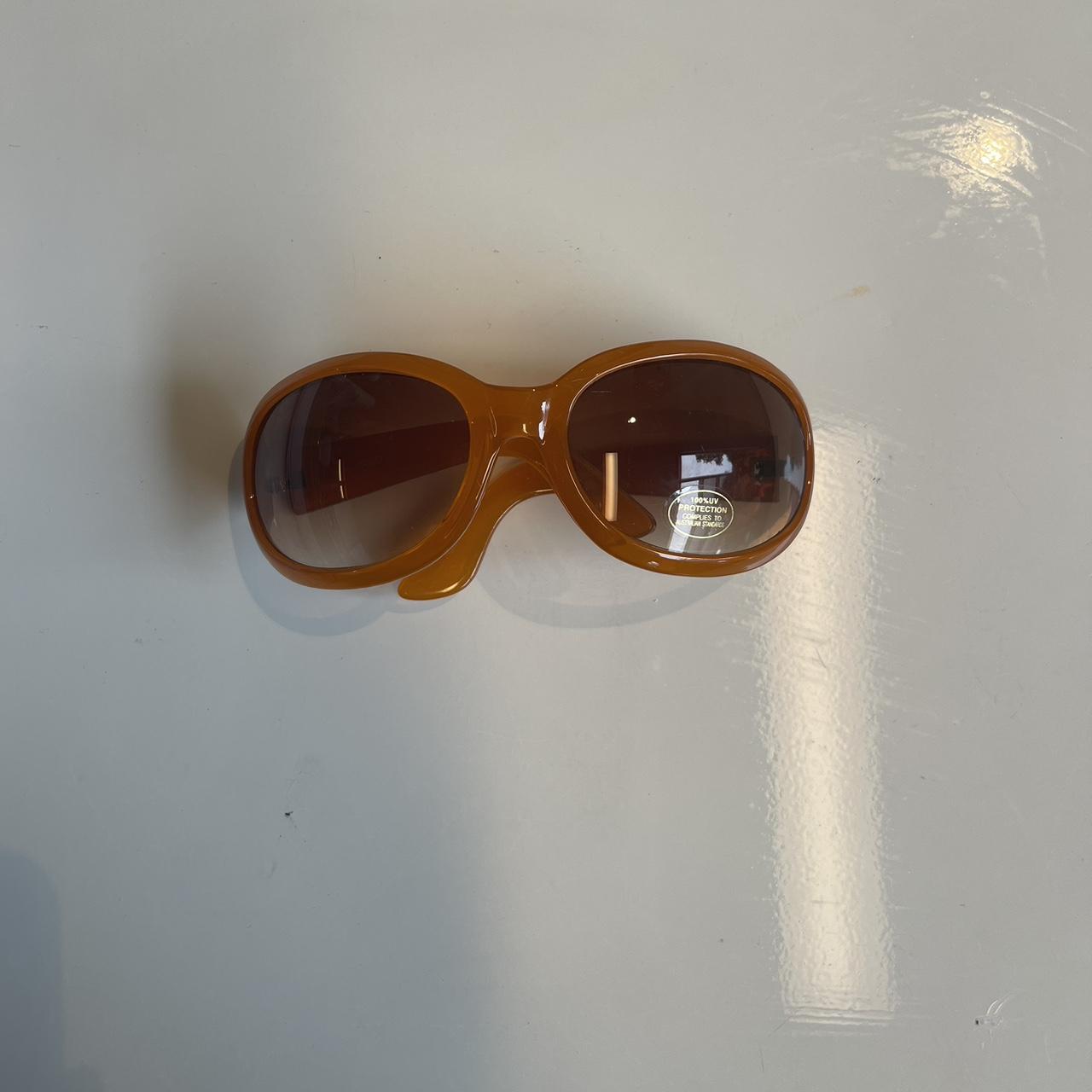 2000s VINTAGE FUNKY RAVE ROUND BUG EYE ORANGE... - Depop