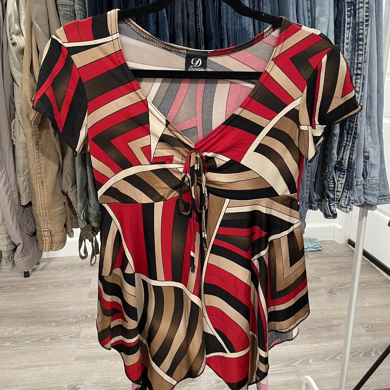 Dynamite Women's Red and Brown Shirt | Depop