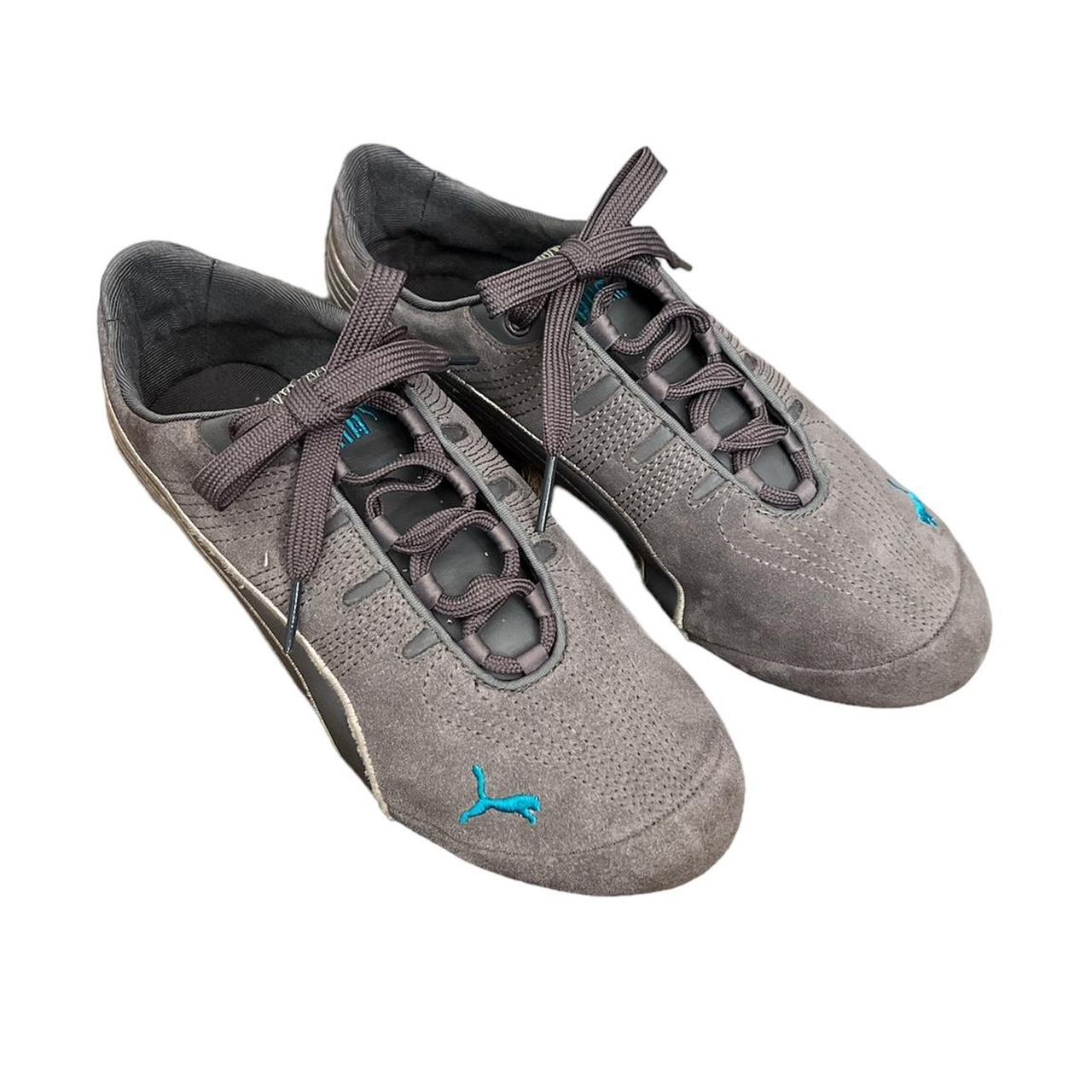 Vintage 2000s Puma grey white blue sneakers Size 7... - Depop