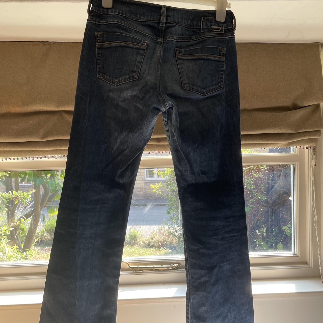 Dark blue denim diesel flared jeans, slim fit, low... - Depop