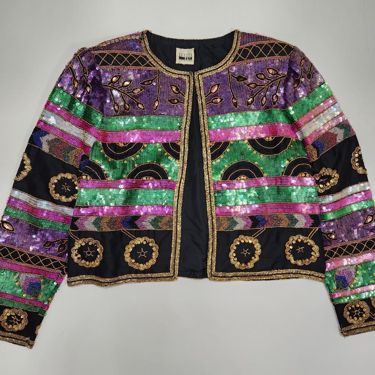 ⚡ Vintage 80's sequin beaded jacket. Leslie Fay... - Depop