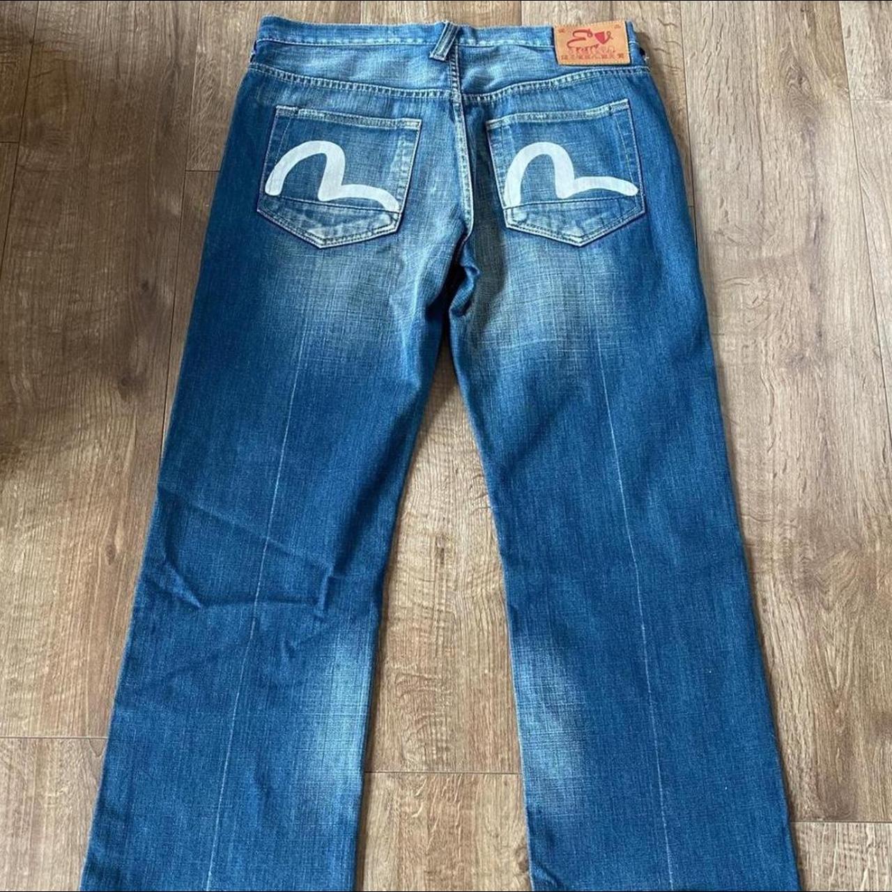 Original Evisu jeans 34” waist, approx 29”... - Depop