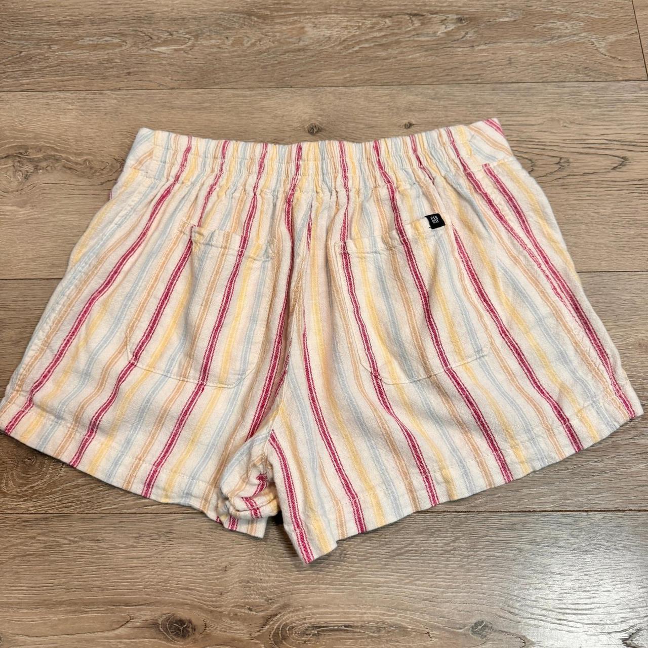 GAP Striped Shorts Womens Linen Size Small S Elastic... | Depop