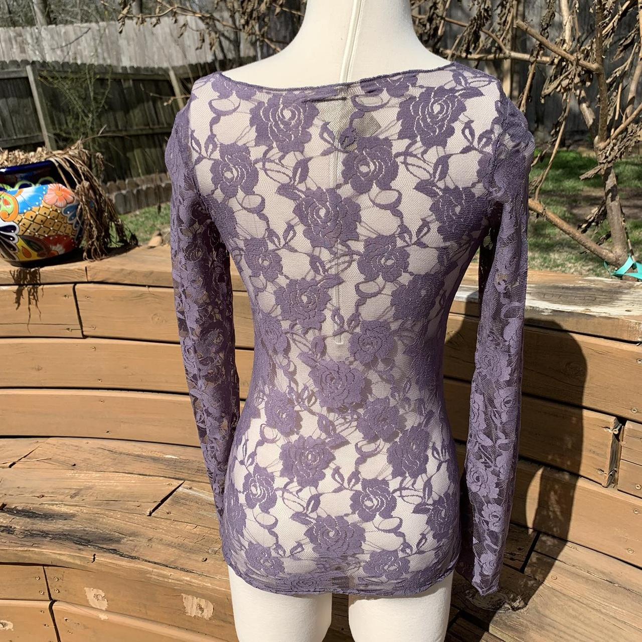 Yours truly lace sheer top size M #y2k #lace - Depop